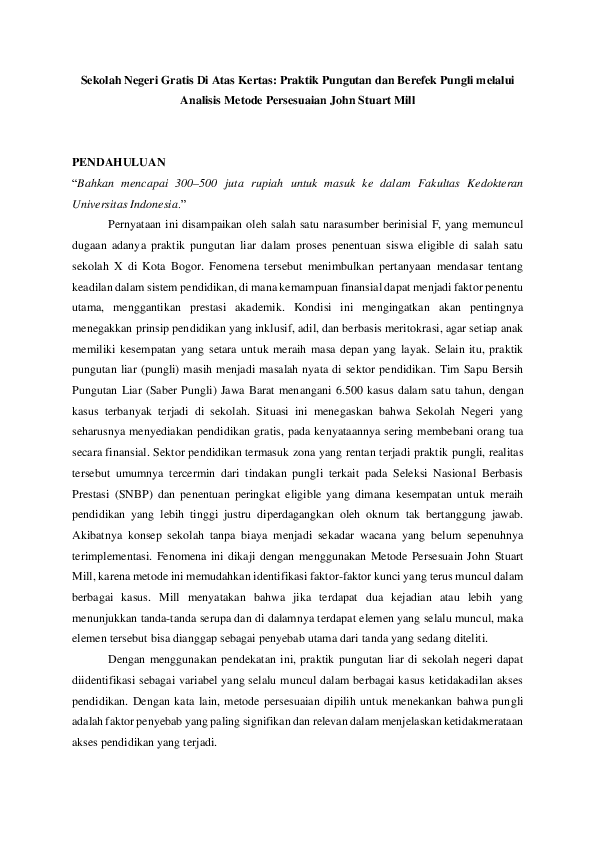(PDF) Sekolah Negeri Gratis Di Atas Kertas: Praktik Pungutan dan ...