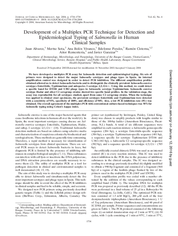 (PDF) Development of a Multiplex PCR Technique for Detection and ...