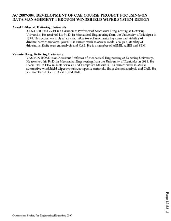 (PDF) Development Of Cae Course Project Focusing On Data Management ...