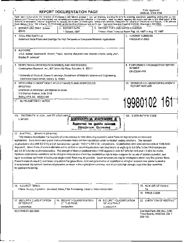 (PDF) Advanced Oxide Fibers and Coatings for High Temperature Composite ...