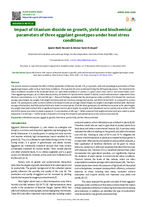 (PDF) Impact of titanium dioxide on growth, yield and biochemical ...
