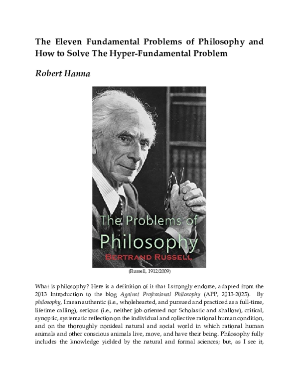 (PDF) The Eleven Fundamental Problems of Philosophy and How to Solve ...