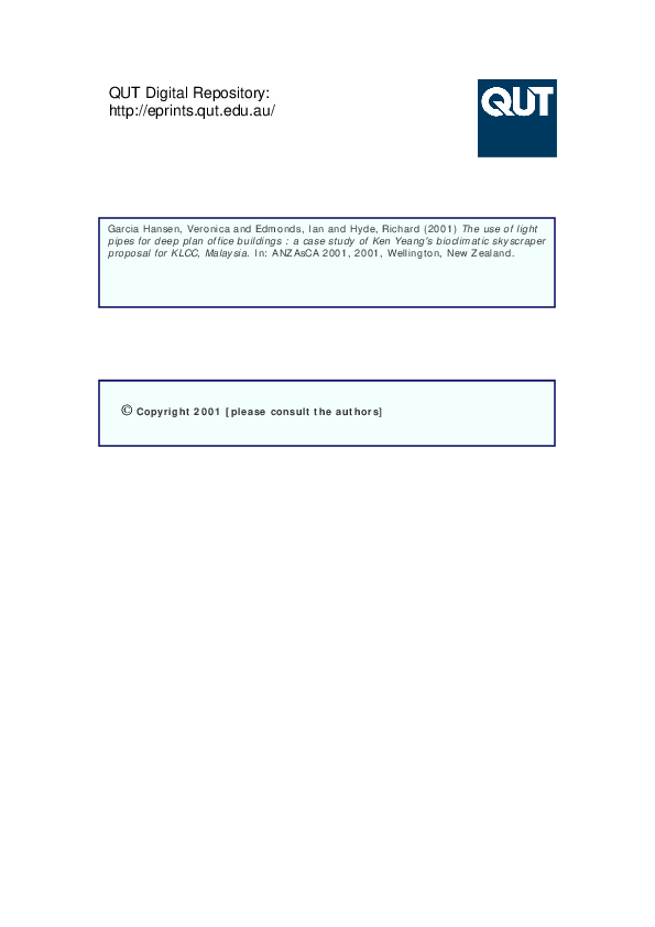 (PDF) The use of light pipes for deep plan office buildings: a case ...