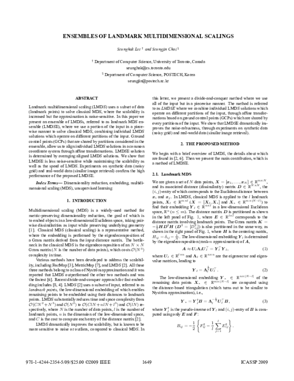 (PDF) Ensembles of landmark multidimensional scalings
