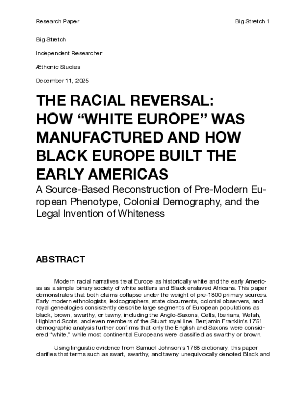 (PDF) THE RACIAL REVERSAL: HOW "WHITE EUROPE" WAS MANUFACTURED AND HOW ...