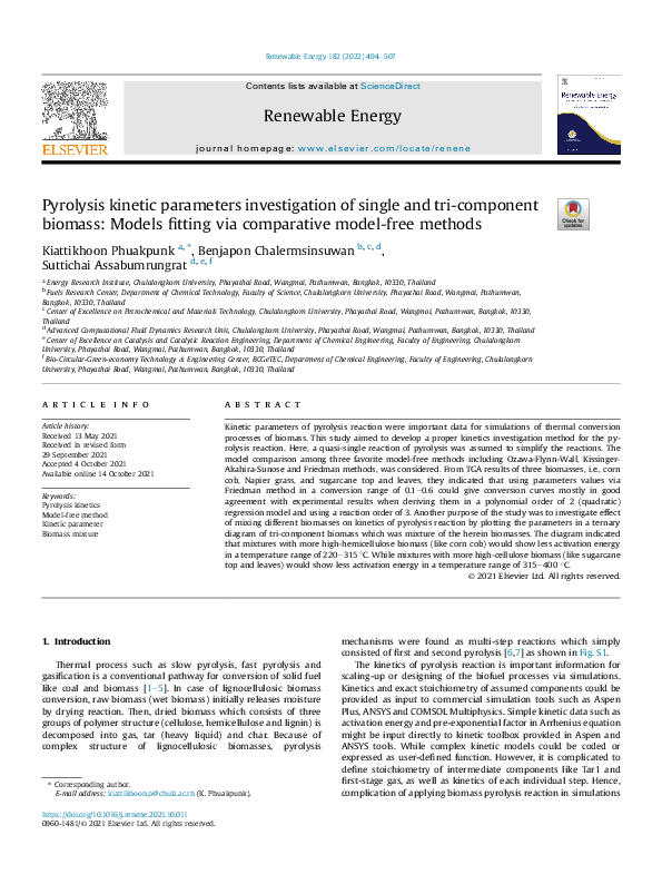(PDF) Pyrolysis kinetic parameters investigation of single and tri ...
