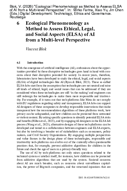 (PDF) Ecological Phenomenology as Method to Assess Ethical, Legal, and Social Aspects (ELSA) of ...