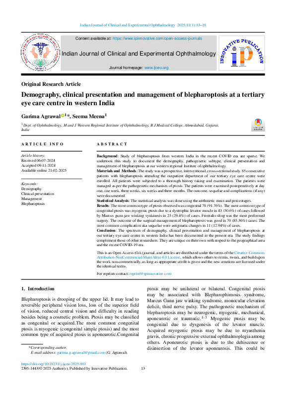 (PDF) Demography, clinical presentation and management of ...