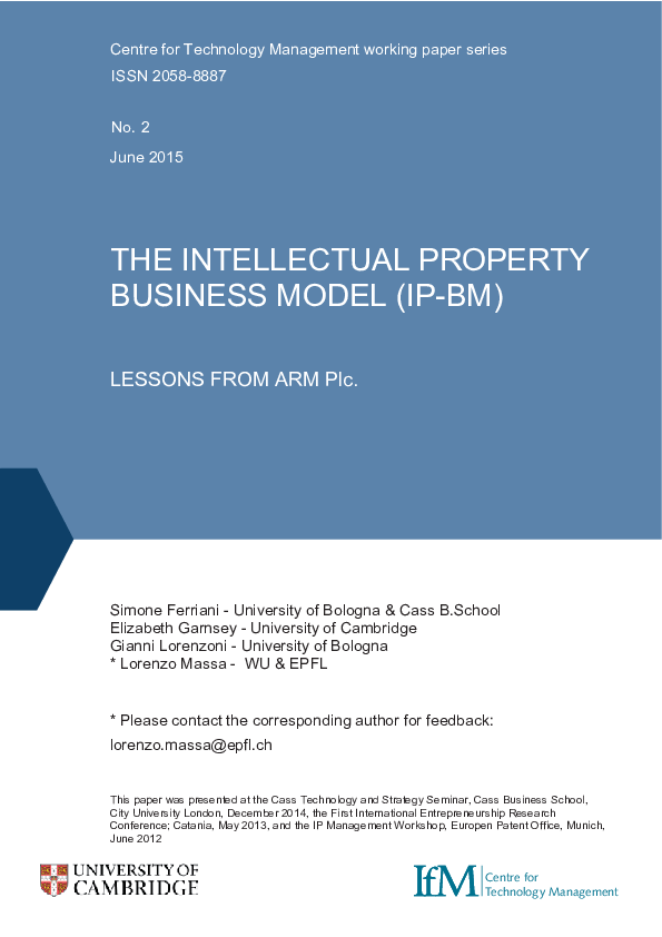 (PDF) The Intellectual Property Business Model (IP-BM) - Lessons from ...