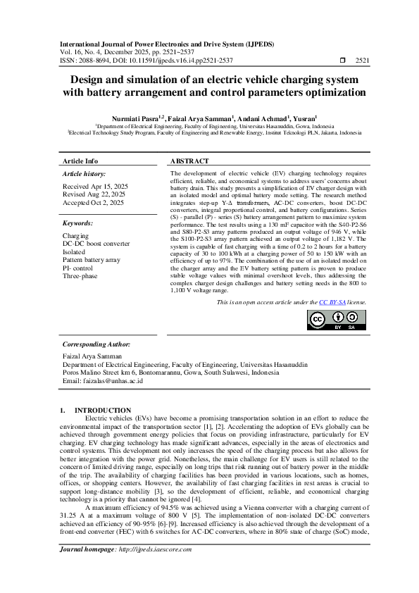 (PDF) Design and simulation of an electric vehicle charging system with ...