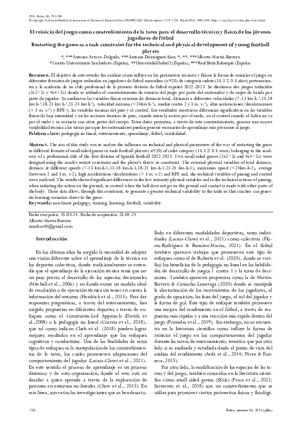 (PDF) El reinicio del juego como constreñimiento de la tarea para el ...