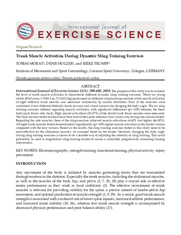 (PDF) Trunk Muscle Activation During Dynamic Sling Training Exercises