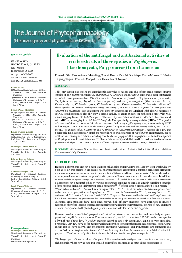 (PDF) Evaluation of the antifungal and antibacterial activities of ...