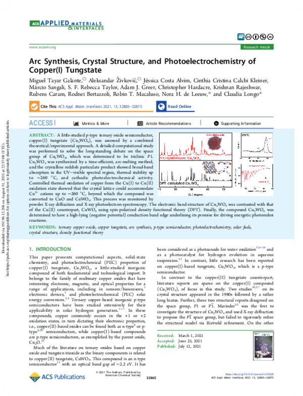 (PDF) Arc Synthesis, Crystal Structure, and Photoelectrochemistry of ...