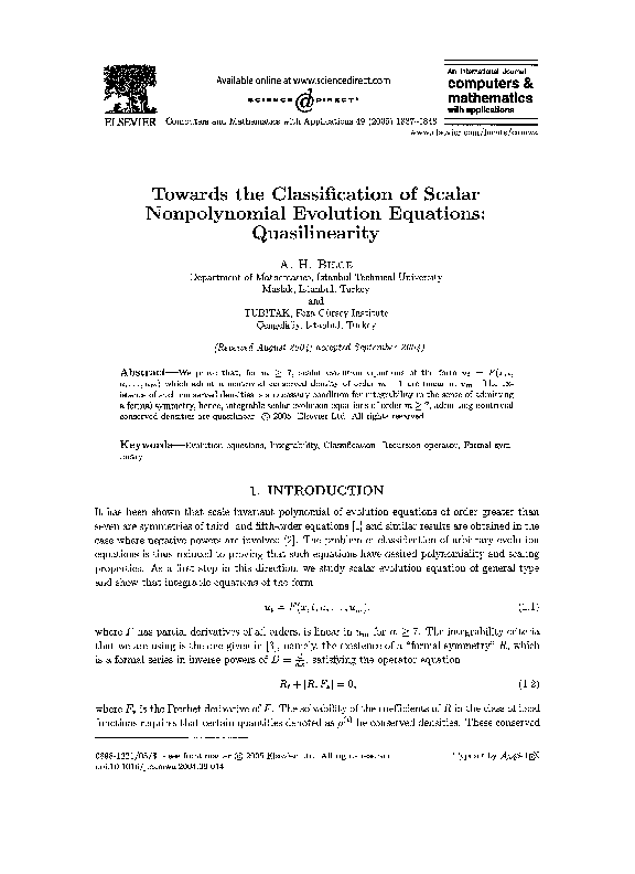 (PDF) Towards the classification of scalar nonpolynomial evolution ...