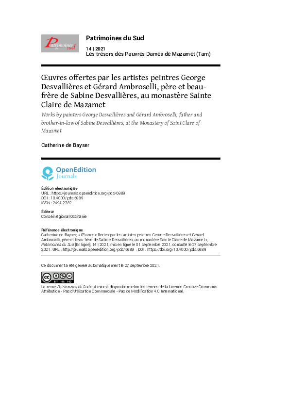 (PDF) Œuvres offertes par les artistes peintres George Desvallières et ...