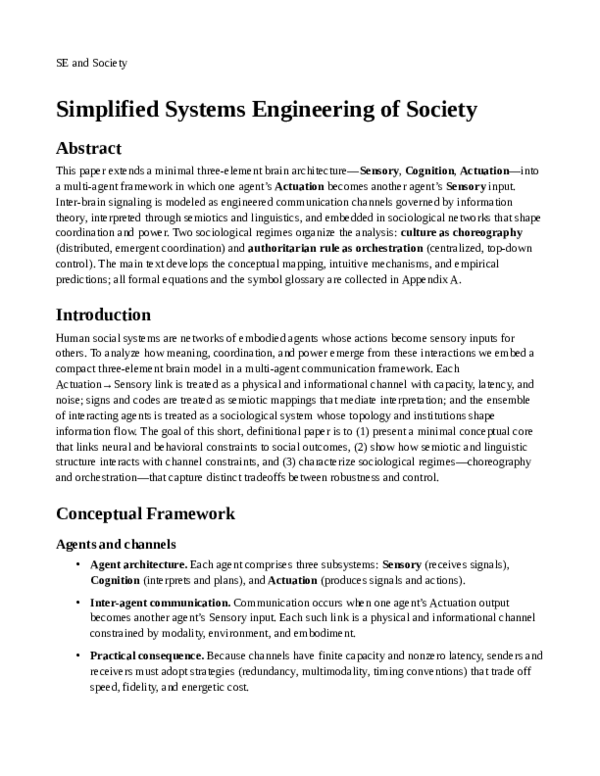 (PDF) Simplified Systems Engineering of Society