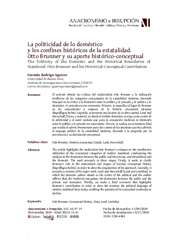 (PDF) La politicidad de lo doméstico y los confines históricos de la ...