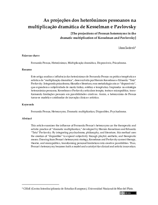 (PDF) As projeções dos heterônimos pessoanos na multiplicação dramática ...
