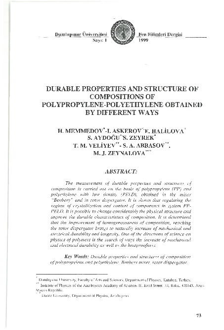 (PDF) Durable Properties and Structure of Compositions of Polypropylene ...