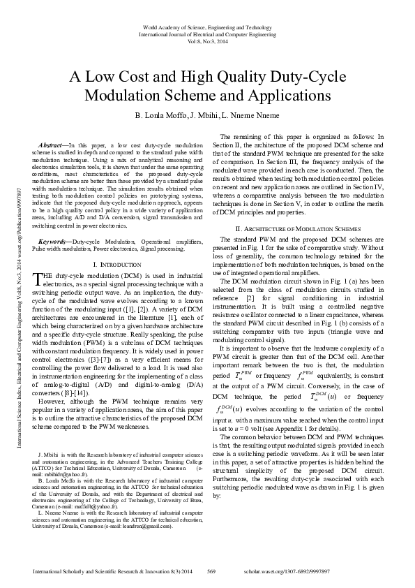 (PDF) A Low Cost And High Quality Duty-Cycle Modulation Scheme And ...