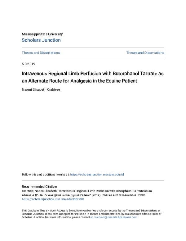 (PDF) Intravenous regional limb perfusion with butorphanol tartrate as ...