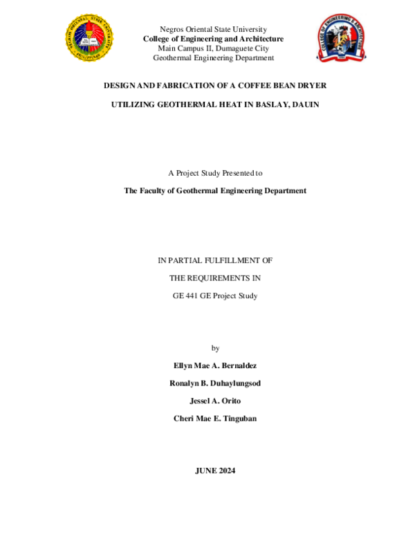 (PDF) DESIGN AND FABRICATION OF A COFFEE BEAN DRYER UTILIZING ...
