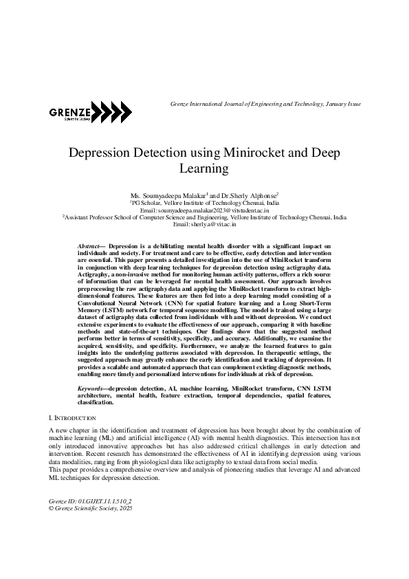 (PDF) Depression Detection using Minirocket and Deep Learning
