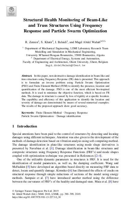 (PDF) Structural Health Monitoring of Beam-Like and Truss Structures ...