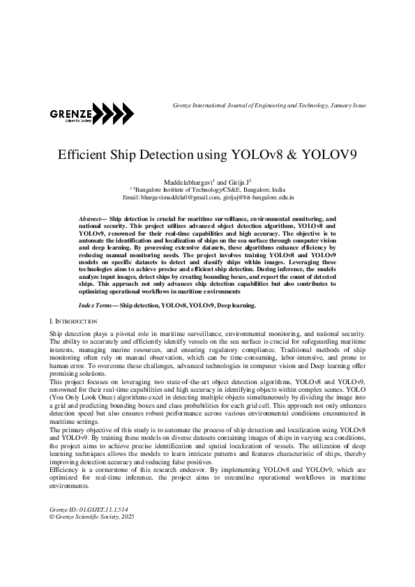 (PDF) Efficient Ship Detection using YOLOv8 & YOLOV9