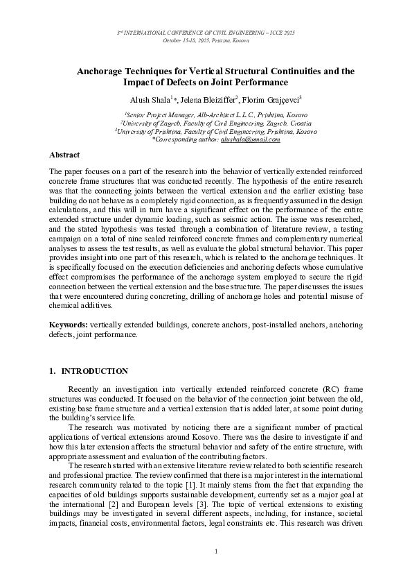 (PDF) Anchorage Techniques for Vertical Structural Continuities and the ...