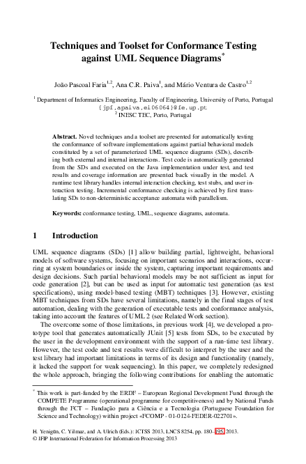 (PDF) Techniques and toolset for conformance testing against UML ...