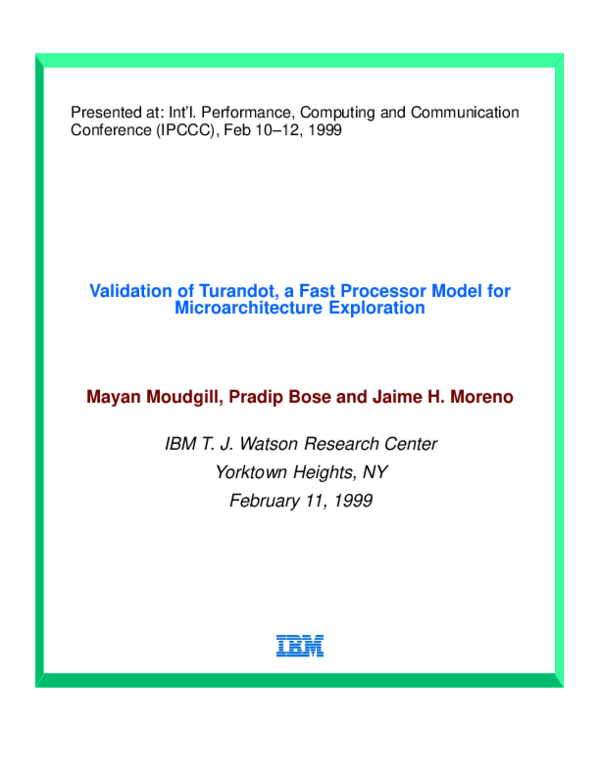 (PDF) Validation of Turandot, a fast processor model for ...
