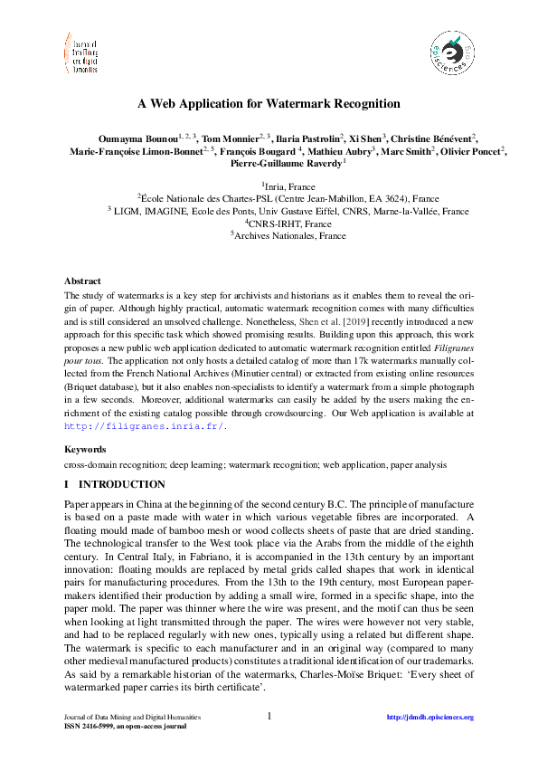 (PDF) A Web Application for Watermark Recognition