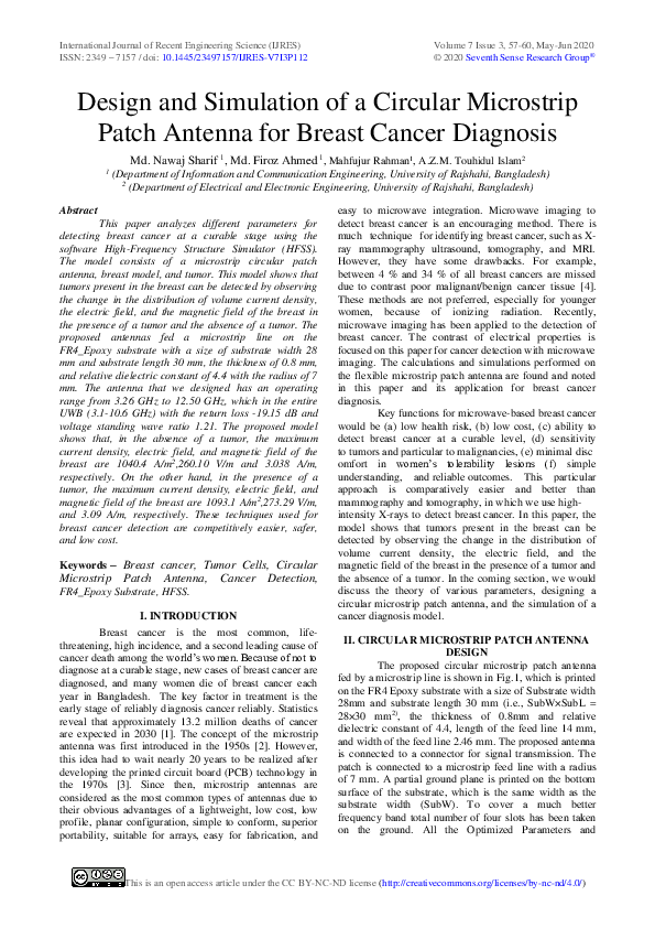 (PDF) Design and Simulation of a Circular Microstrip Patch Antenna for ...