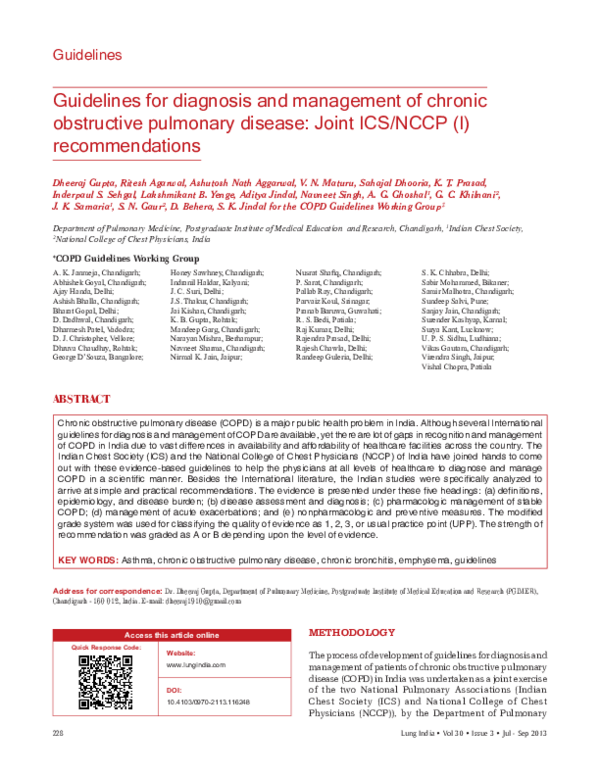 (PDF) Guidelines for diagnosis and management of chronic obstructive ...