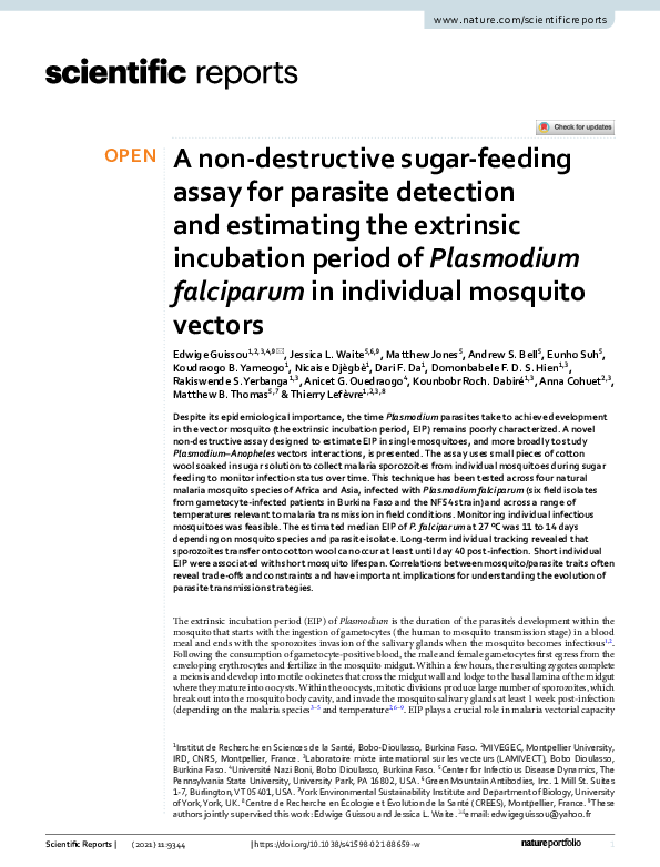 (PDF) A non-destructive sugar-feeding assay for parasite detection and ...