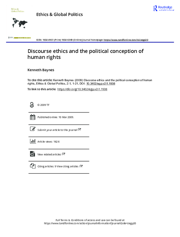 (PDF) Discourse ethics and the political conception of human rights
