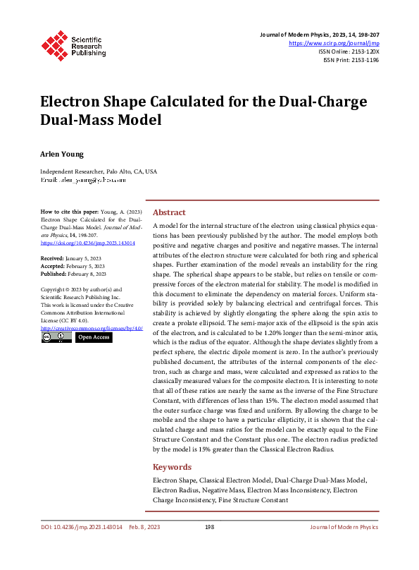 (PDF) Electron Shape Calculated for the Dual-Charge Dual-Mass Model