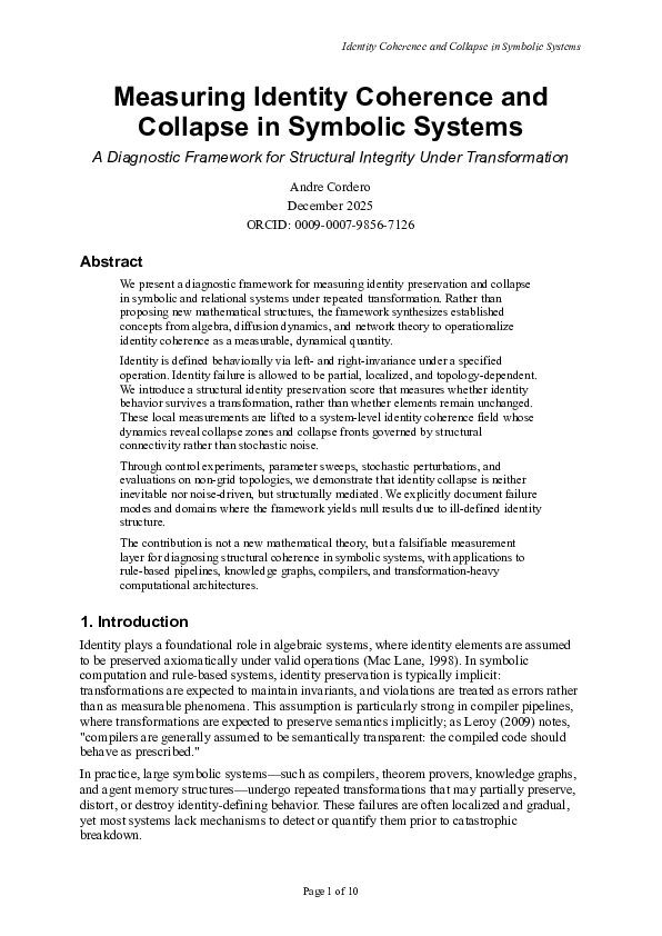 (PDF) Measuring Identity Coherence and Collapse in Symbolic Systems A ...
