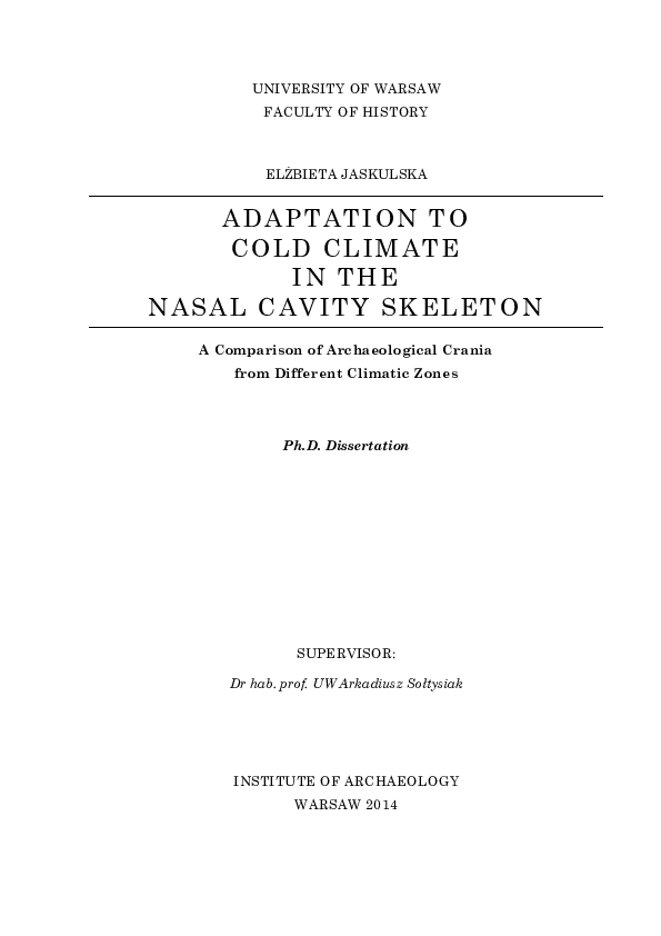 (PDF) Adaptation to Cold Climate in the Nasal Cavity Skeleton. A ...