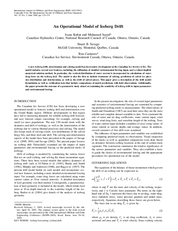 (PDF) An operational model of iceberg drift