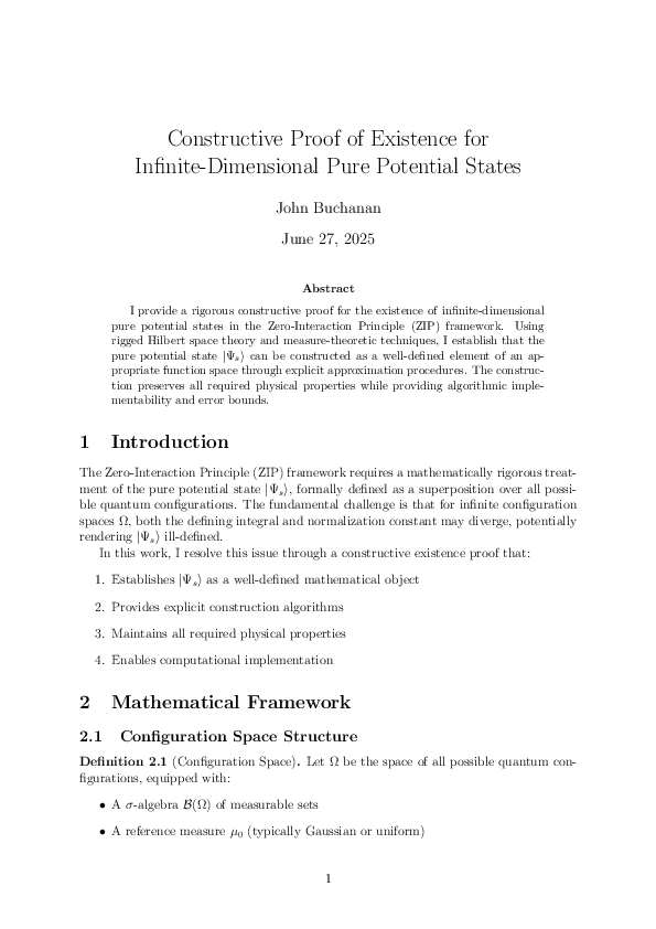 (PDF) Constructive Proof of Existence for Infinite-Dimensional Pure ...