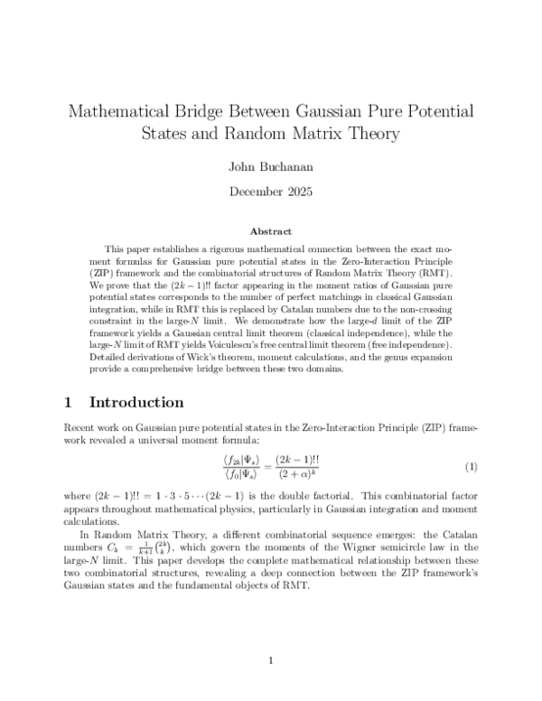 (PDF) Mathematical Bridge Between Gaussian Pure Potential States and ...