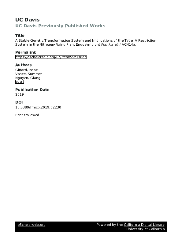 (PDF) A Stable Genetic Transformation System and Implications of the ...