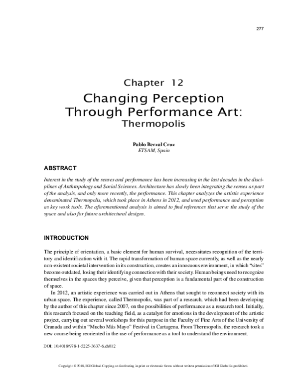(PDF) Changing Perception Through Performance Art