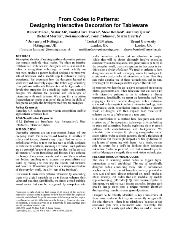 (PDF) From codes to patterns