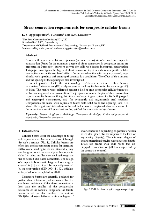 (PDF) Shear connection requirements for composite cellular beams