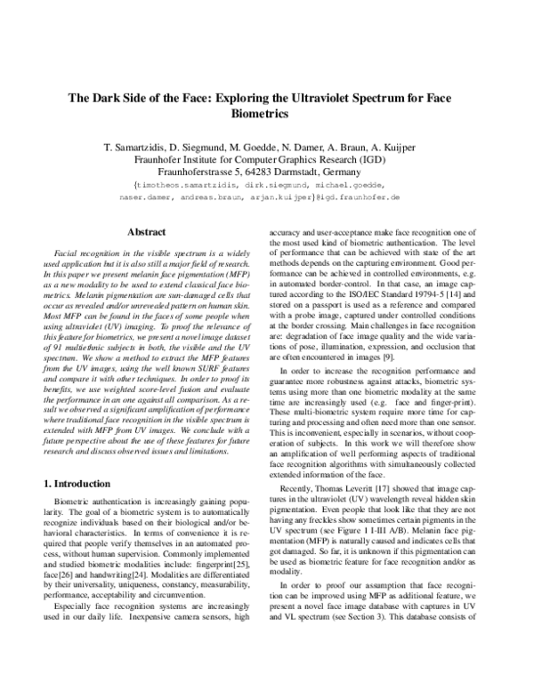 (PDF) The Dark Side of the Face: Exploring the Ultraviolet Spectrum for ...
