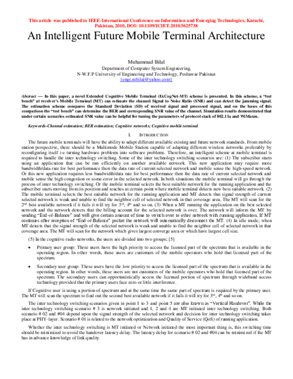 (PDF) An intelligent future mobile terminal architecture